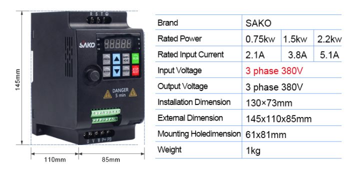 SAKO VFD INVERTER SKI780 2.2KW Variable Frequency Inverter for Motor ...