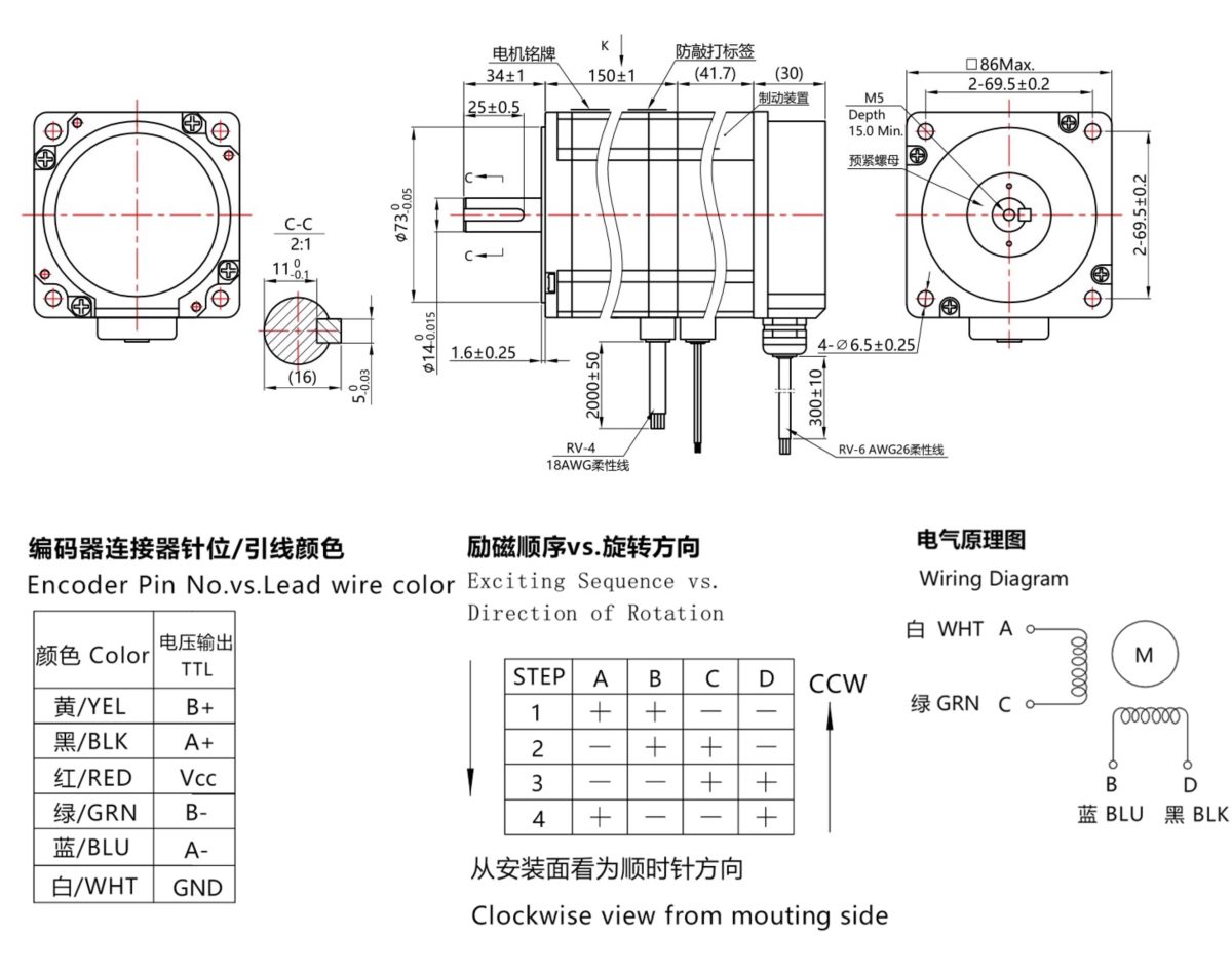Stepper Motor NEMA 34 Closed Loop 12.5Nm 86 drive set