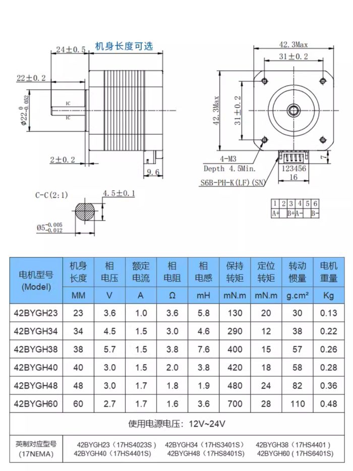 Stepper Motor NEMA17 17HS4401S 40mm